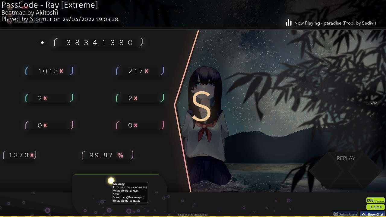 PassCode - Ray [Extreme] (Mapset by Akitoshi) 1x100 1xSB 342pp - YouTube