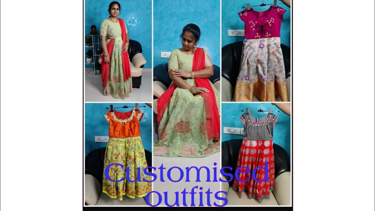 Customised outfits || Georgette crop top lehenga long frocks || kids ...