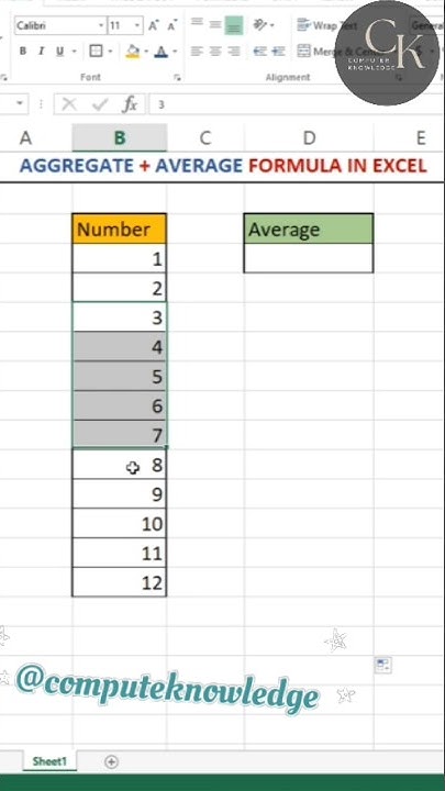Aggregate+Average Formula in Excel | Average Formula |Hide rows find ...