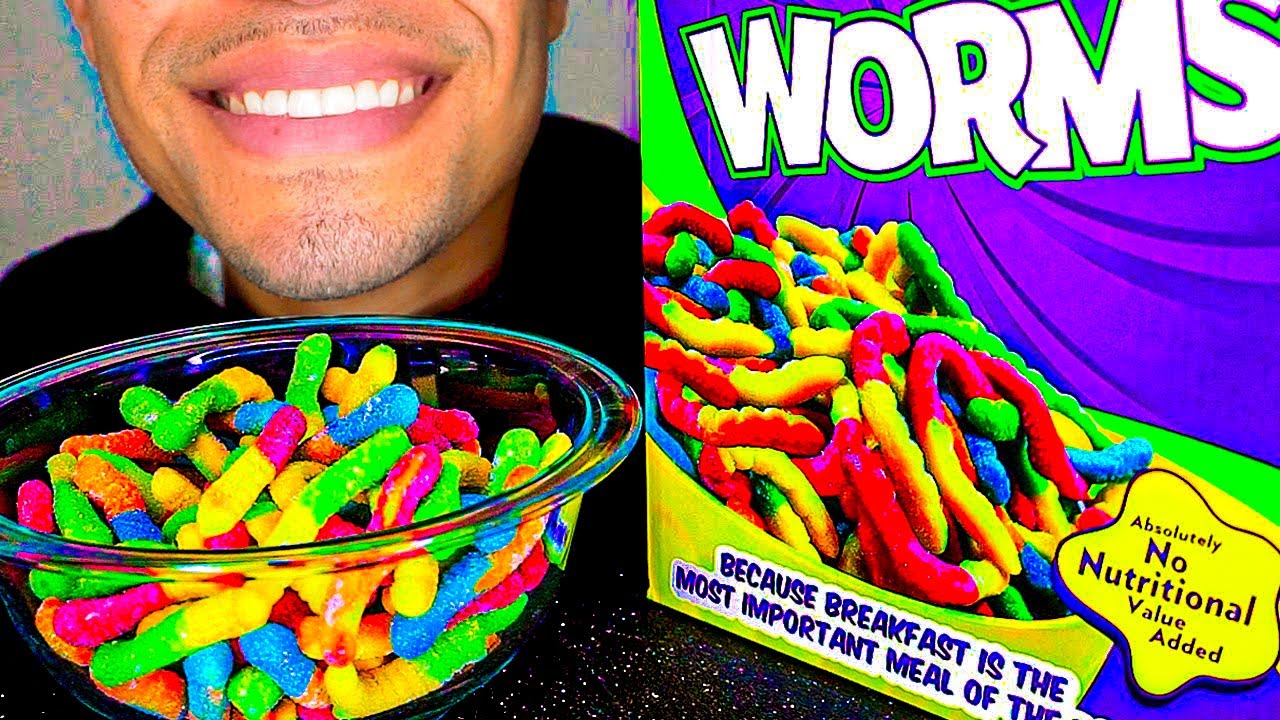 GUMMY WORMS CEREAL SOUR EATING SOUNDS NO TALKING JERRY CANDY - YouTube
