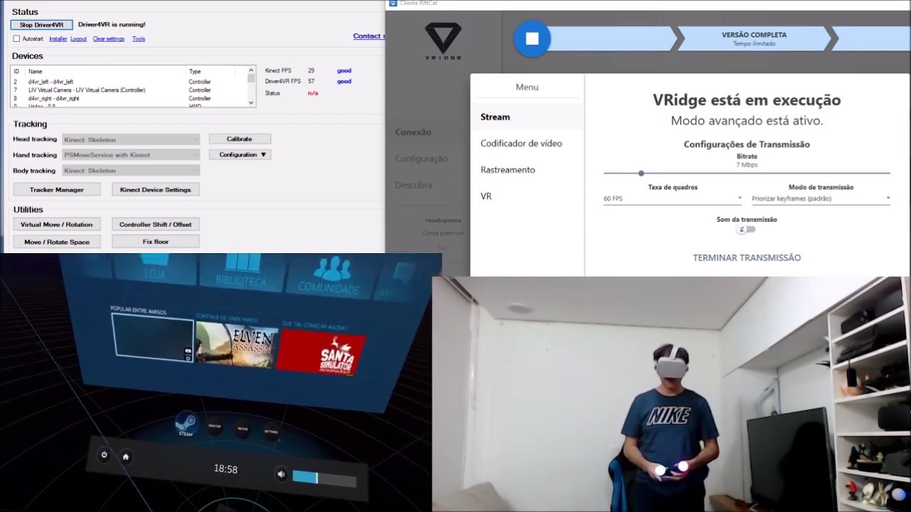 Testing oculus go + kinect+ drive4vr + Riftcat + psmove - EN - YouTube