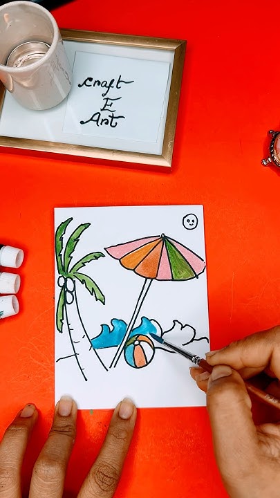 How to draw summer beach 🏖️ || Easy Tutorial - YouTube