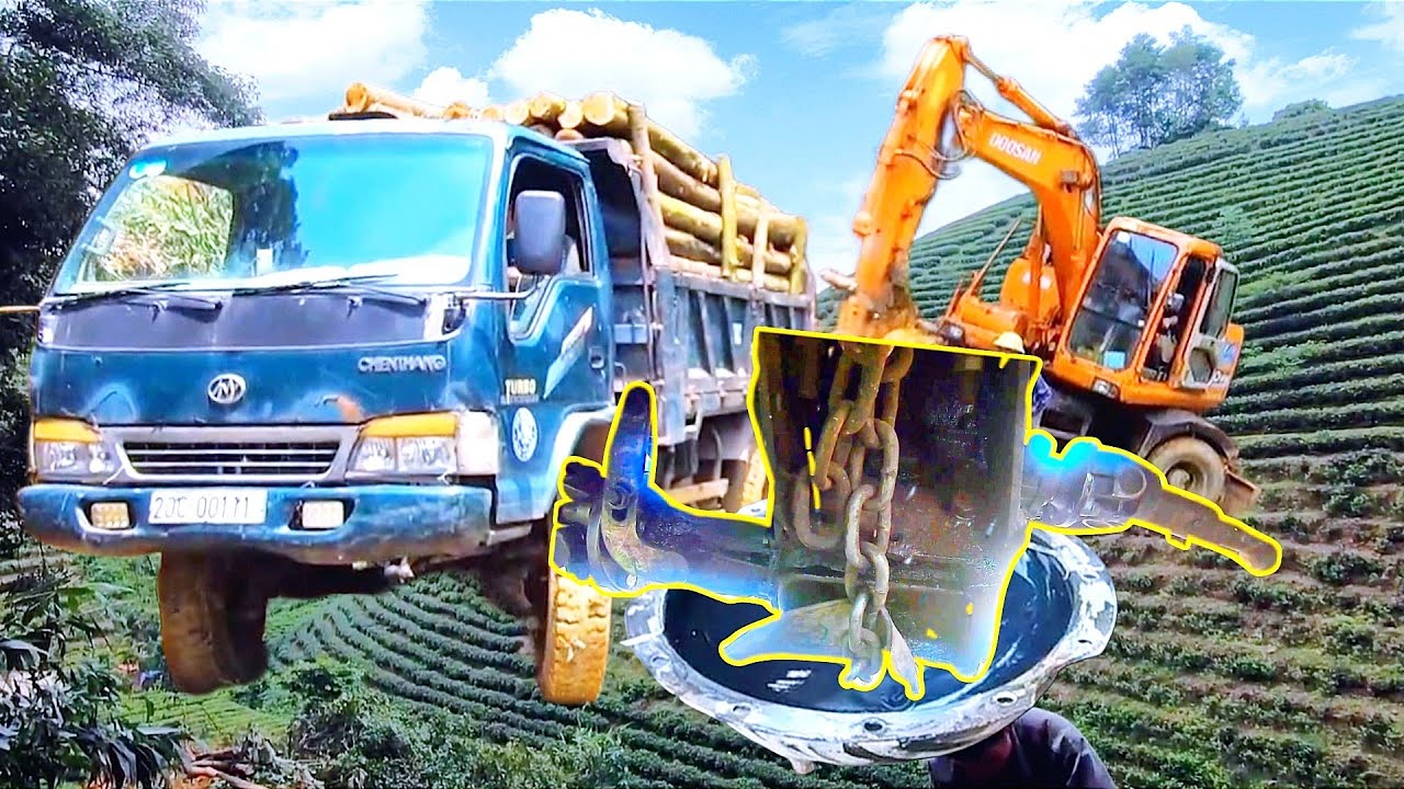 Overloaded Truck’s Transmission Destroyed During Excavator Rescue - YouTube