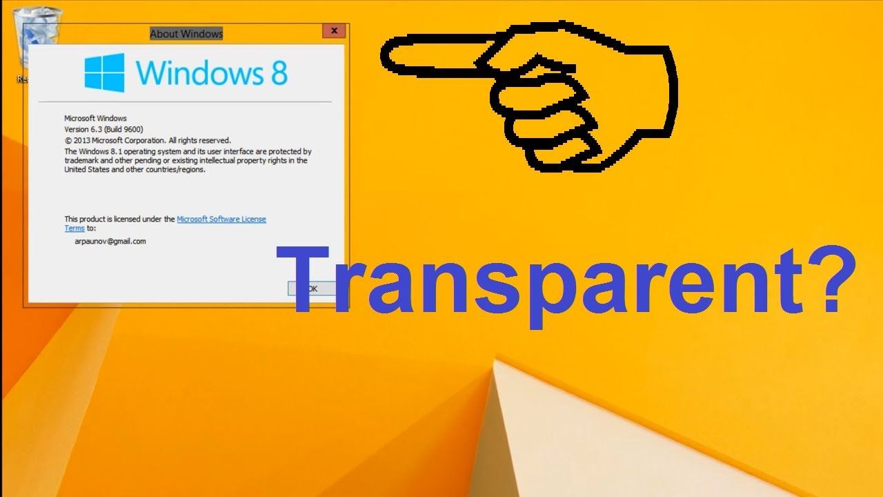 Transparency bug in Windows 8.1 - YouTube