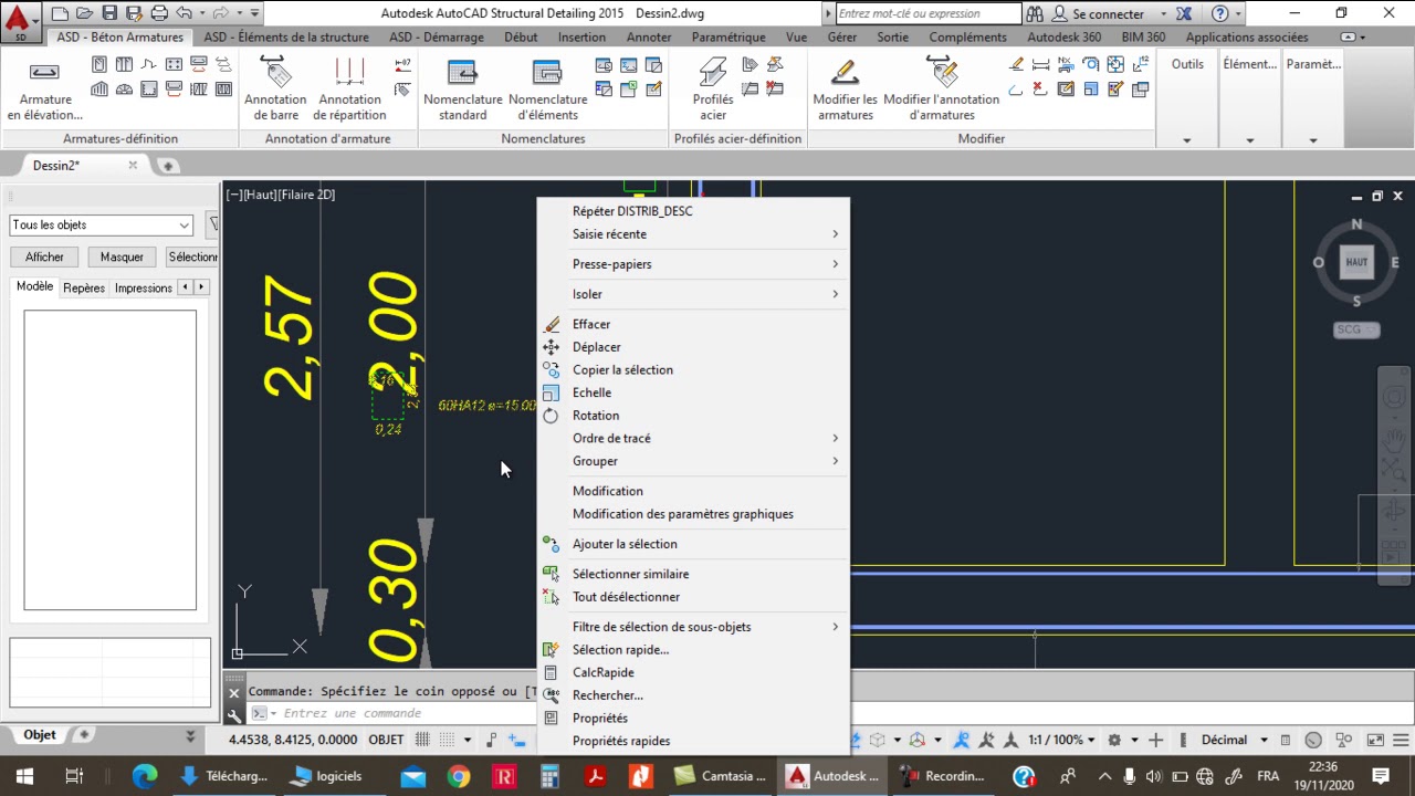 FERRAILLAGE D'UN DALOT AVEC AUTOCAD ASD - YouTube