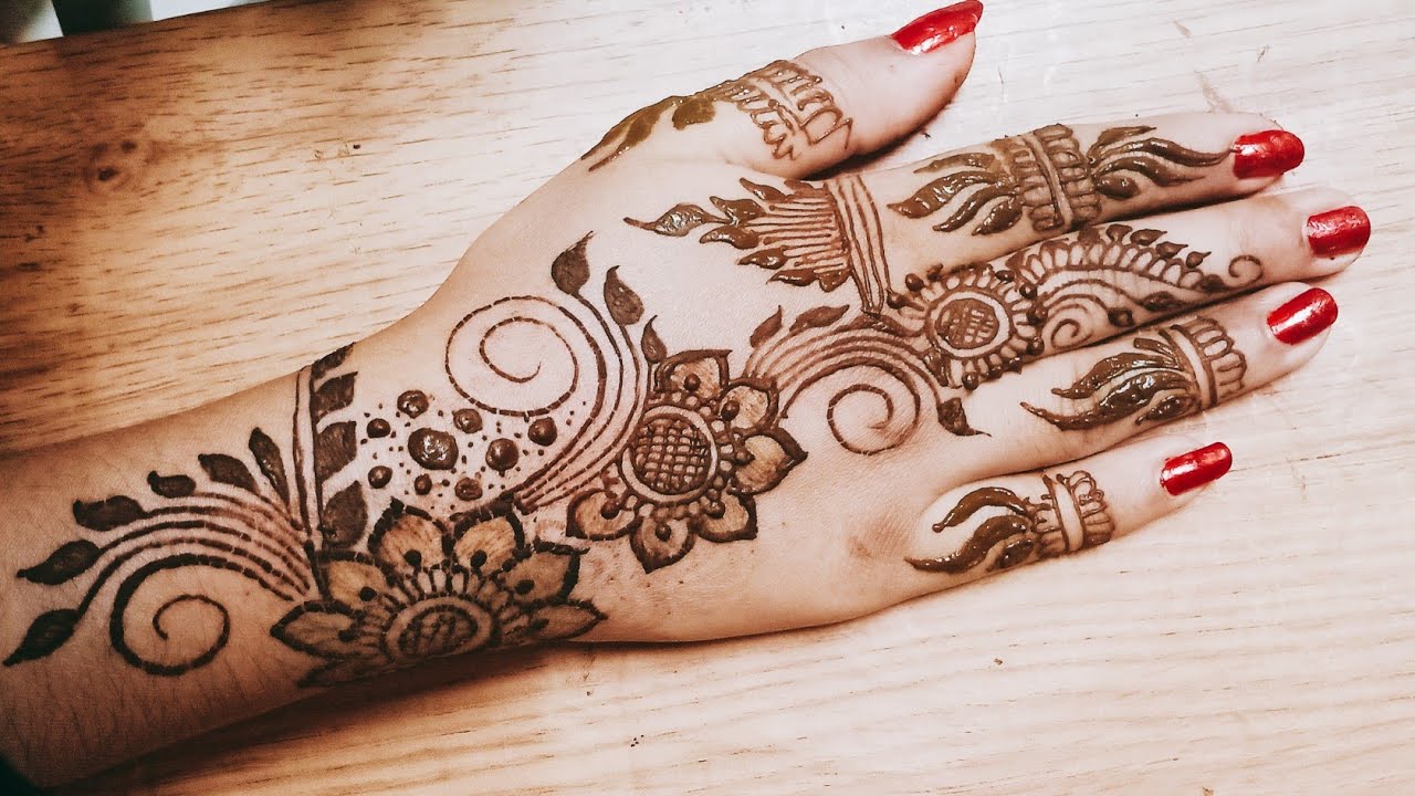 Mehndi design for back hand ||beautiful flower mehndi design ...