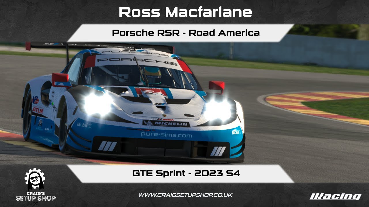 iRacing - 23S4 - Porsche RSR - GTE Sprint - Road America - RM - YouTube