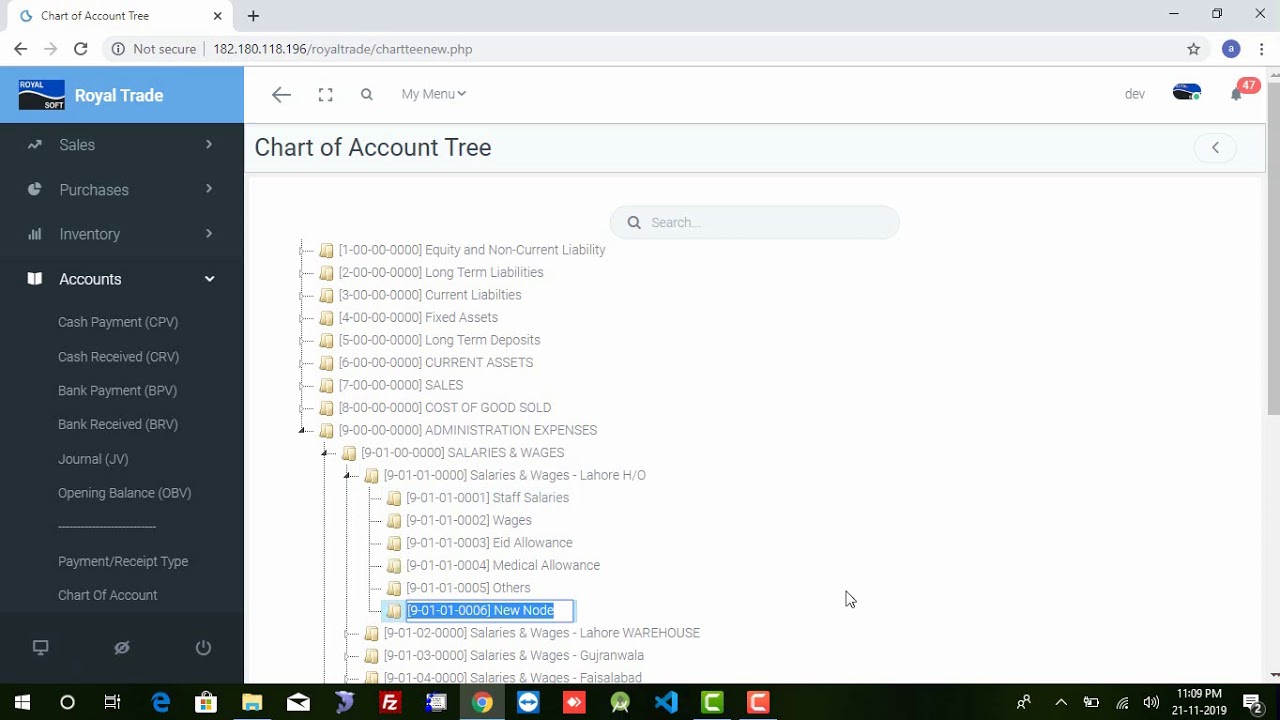 How to Create Edit Delete Account using Chart of Account Tree - YouTube