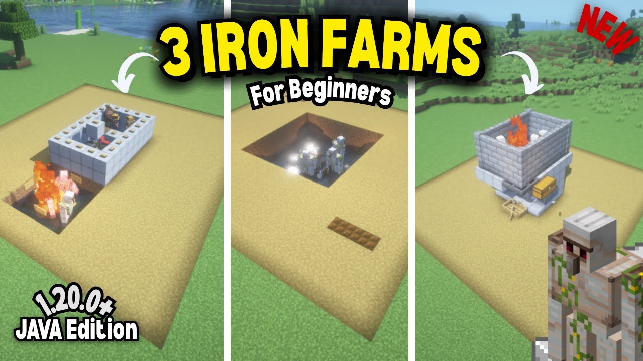 3 BEST Starter Iron Farms Minecraft Java 1.20+ | Easy, Fast & Perfect ...