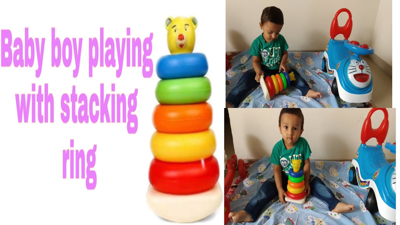 Baby boy playing Stacking Ring |1 year boy learn how to stacks ring ...
