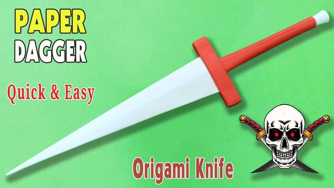 How To Make A Dagger Out Of Paper Quick & Easy - Origami Knife DIY ...