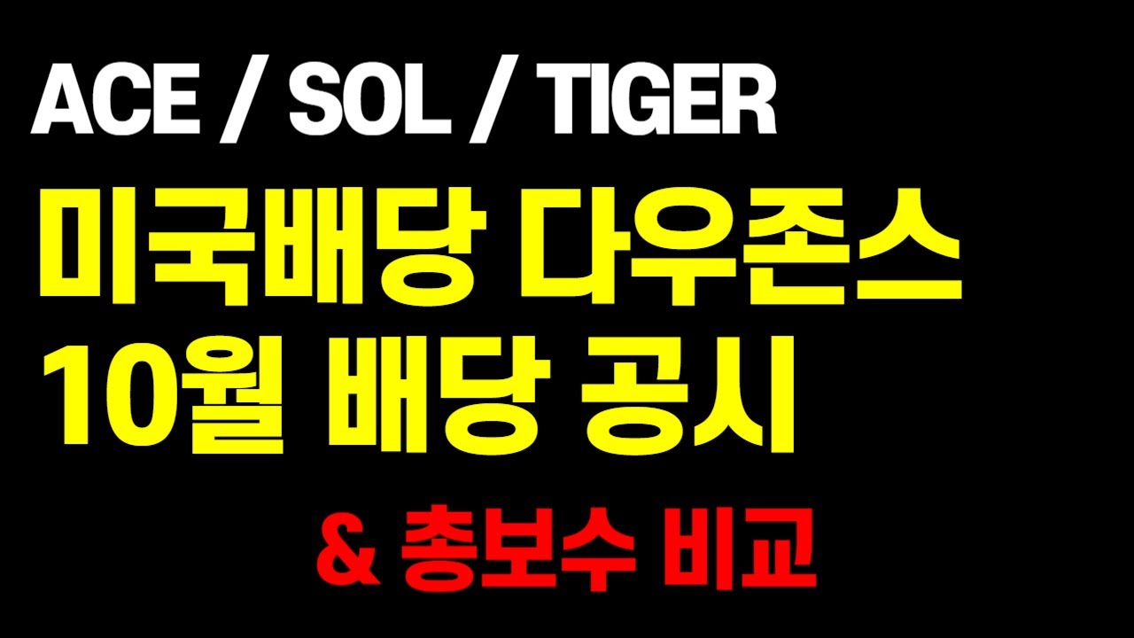 ACE, SOL, TIGER 미국배당 다우존스 10월 배당금 및 총보수 비교 (ft. SCHD 52주 신저가) - YouTube