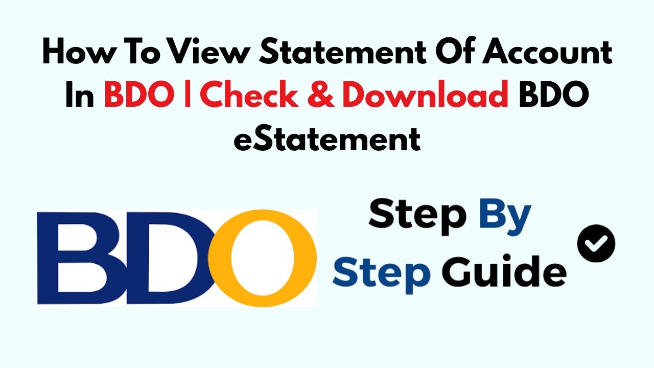 How To View Statement Of Account In BDO | Check & Download BDO ...