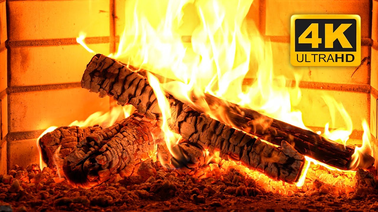 🔥 4K FIREPLACE (3 HOURS). Relaxing Fire Burning Video & Crackling ...