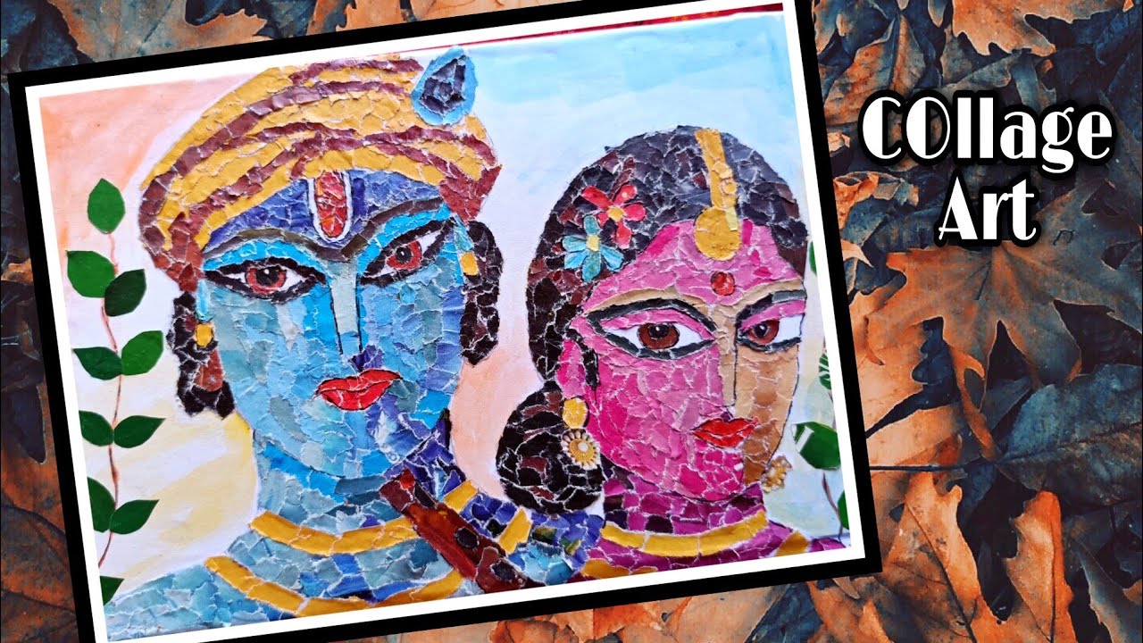 Radha Krishna Collage Art/ Krishna Painting Step by Step for Beginners ...