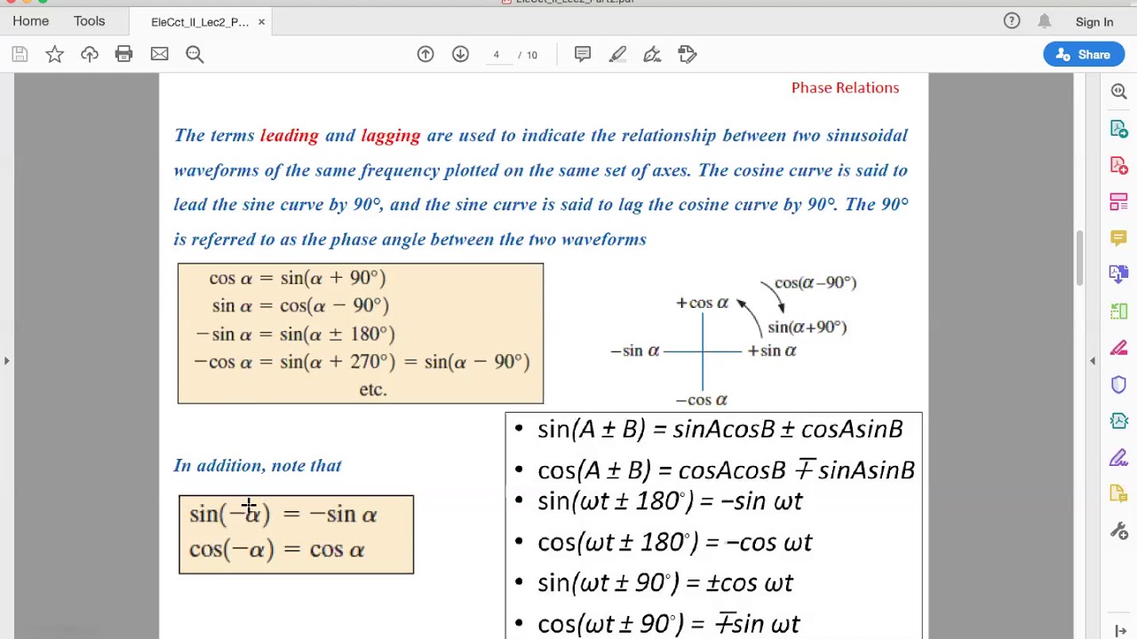 Electrical Circuit II Lec2 Part2Phase Relations - YouTube