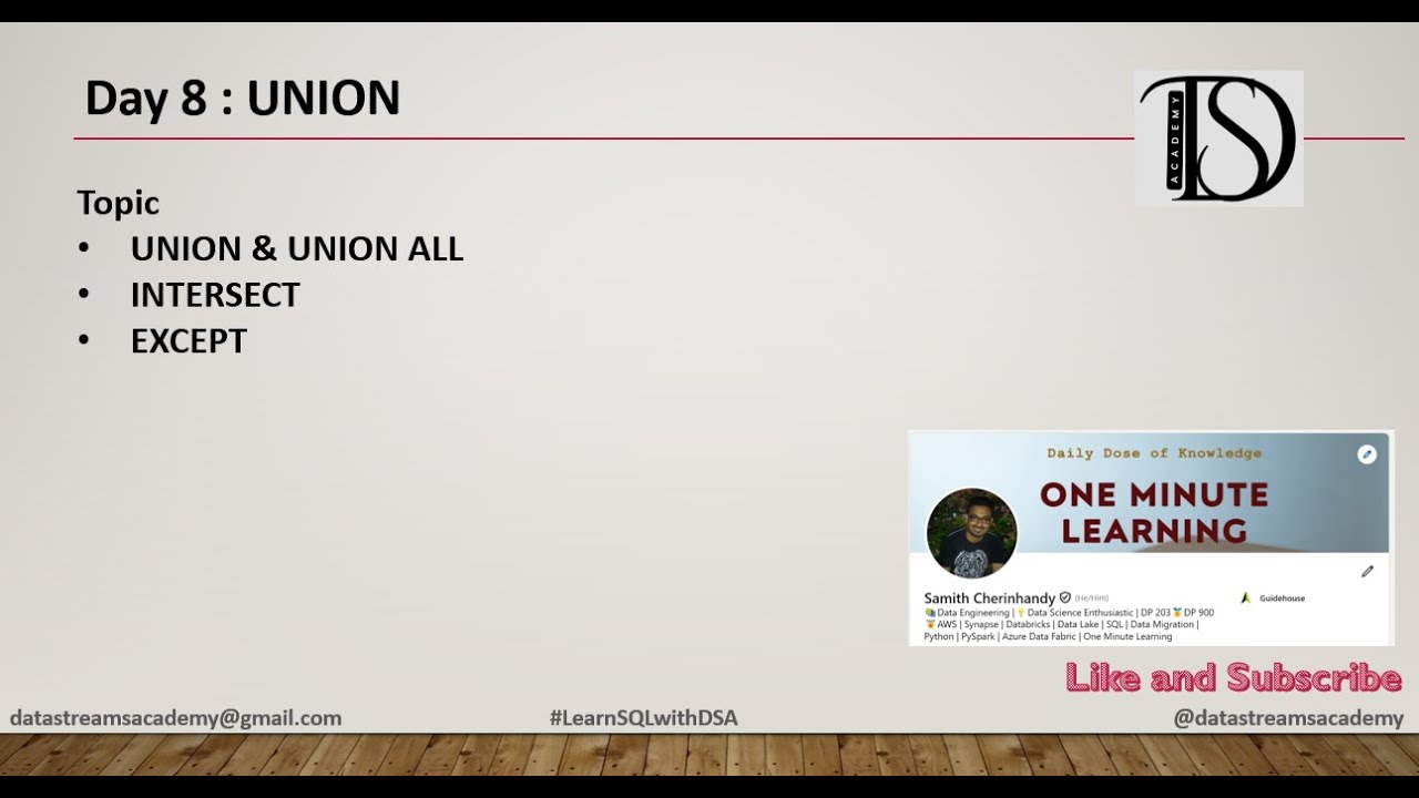 Day 8 : SQL UNION | UNION vs JOIN | SQL Fundamentals | #learnwithdsa ...