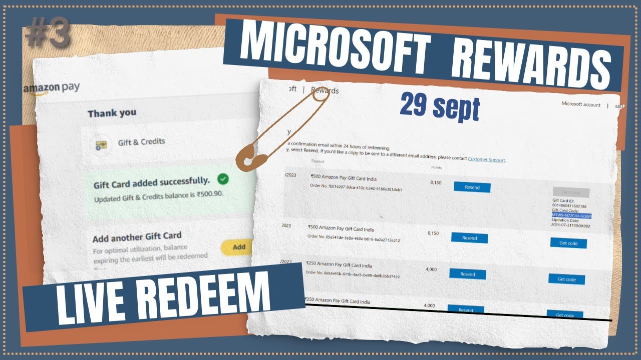 Microsoft rewards redeeming amazon pay gift card on 27 sept - YouTube