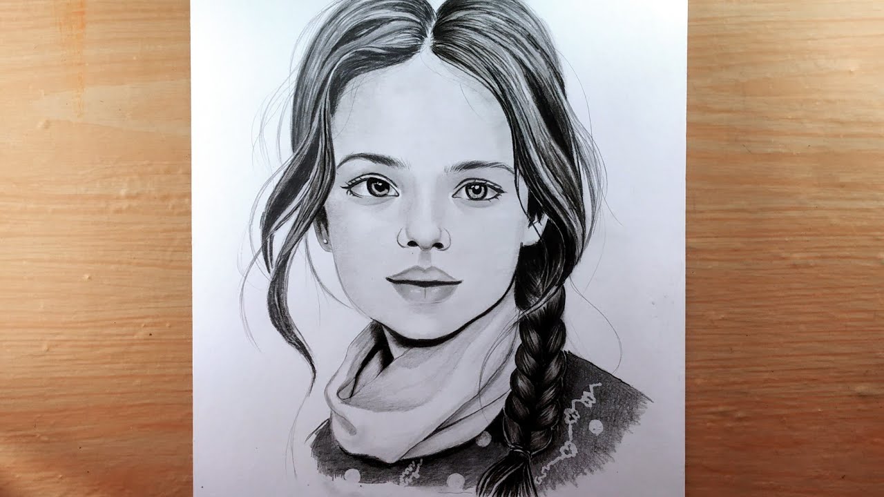 How to draw a realistic girl ll FANCY pencil ll - YouTube