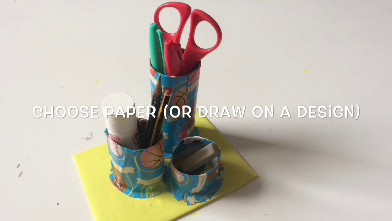 Make A Simple Desk Tidy From Toilet Roll Tubes - YouTube