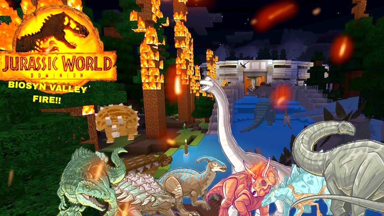 [Minecraft] Jurassic World Dominion | fire at biosyn valley remastered ...