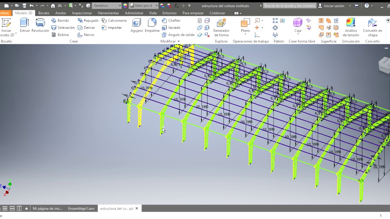 Autodesk Inventor Professional 2019 - estructura metálica (nave ...