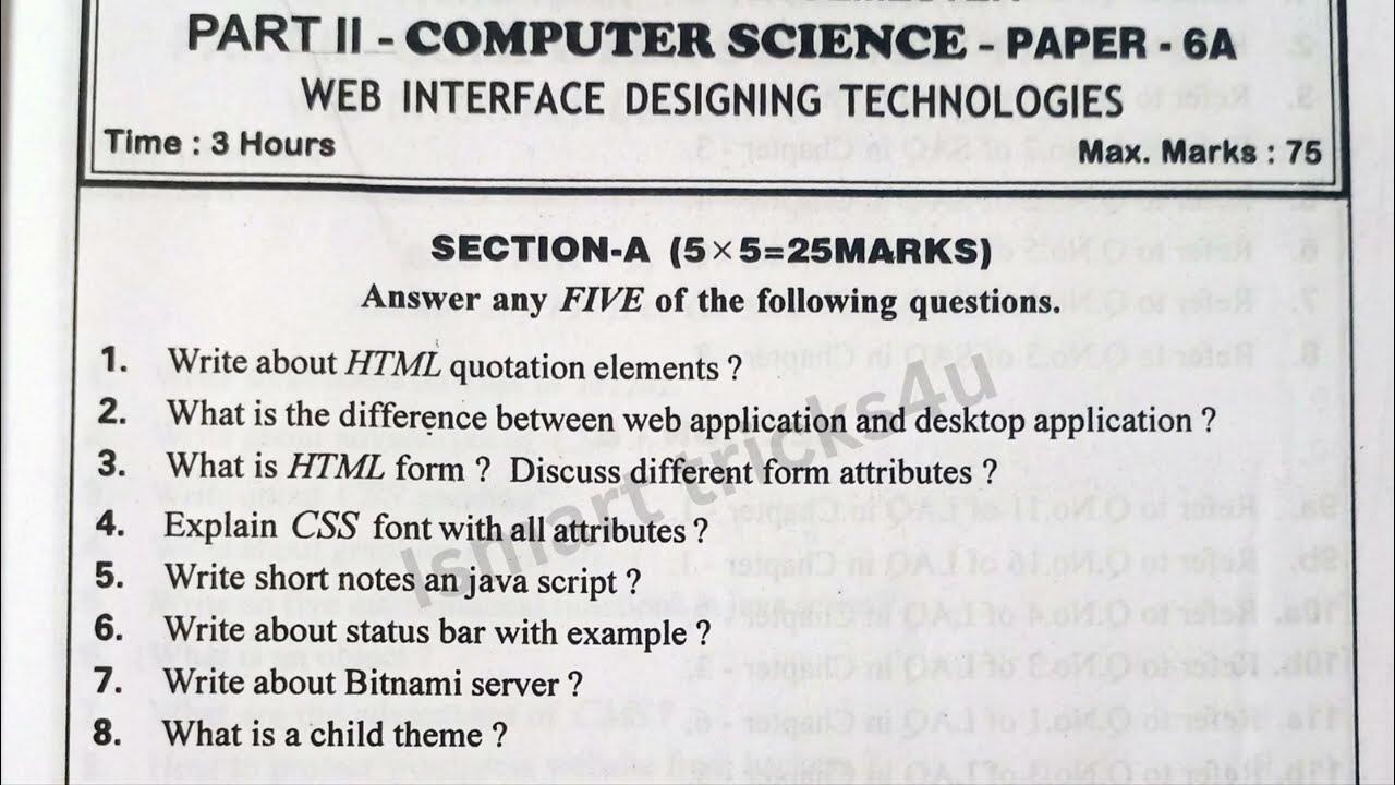 Degree 5th sem computer paper 6A model papers *Web interface designing technologies* # ...
