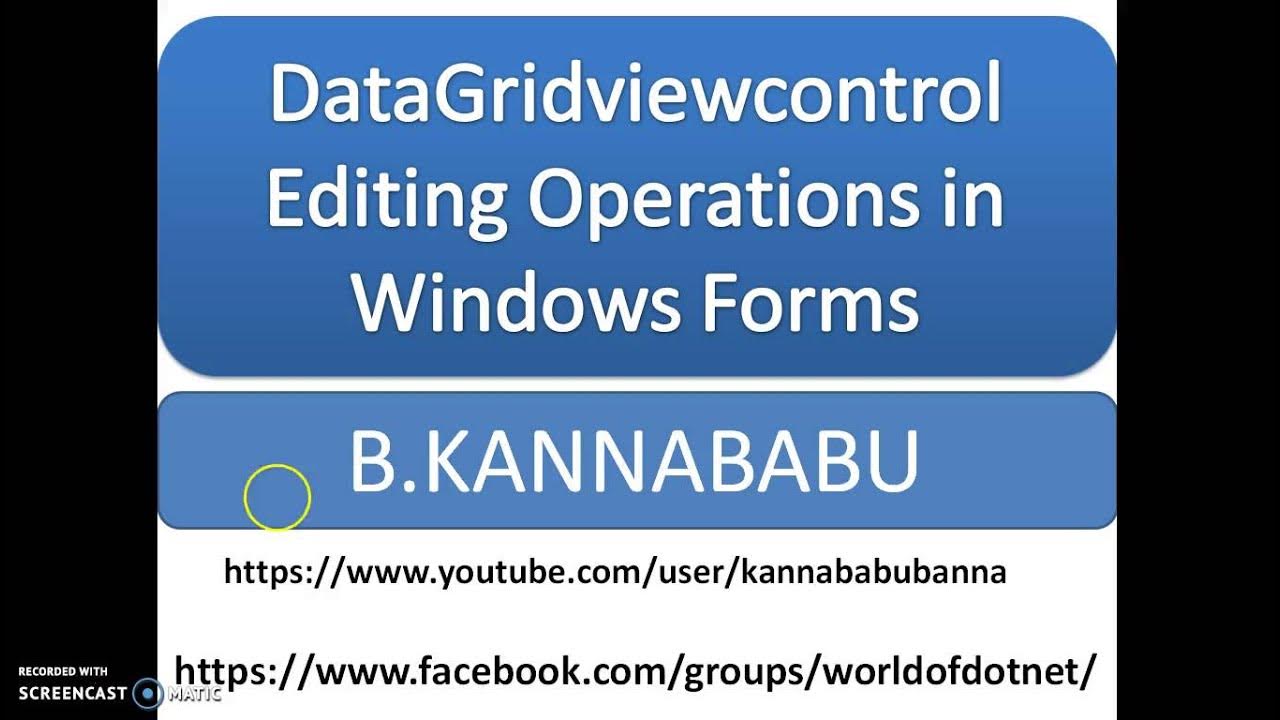 Editing Operations DataGridview Control in WindowsForms part-2 - YouTube