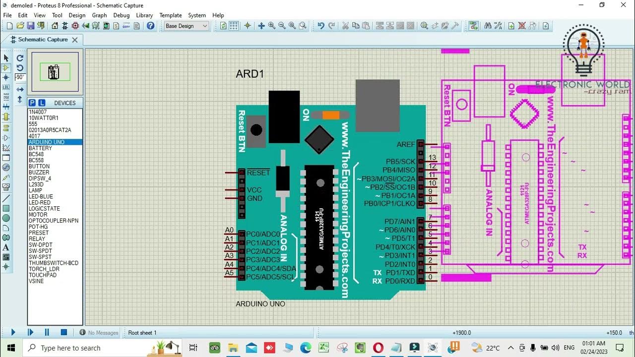 proteus basic 18(arduino uno basic)#learning #electronic #proteus #proteus8 #arduino #uno - YouTube