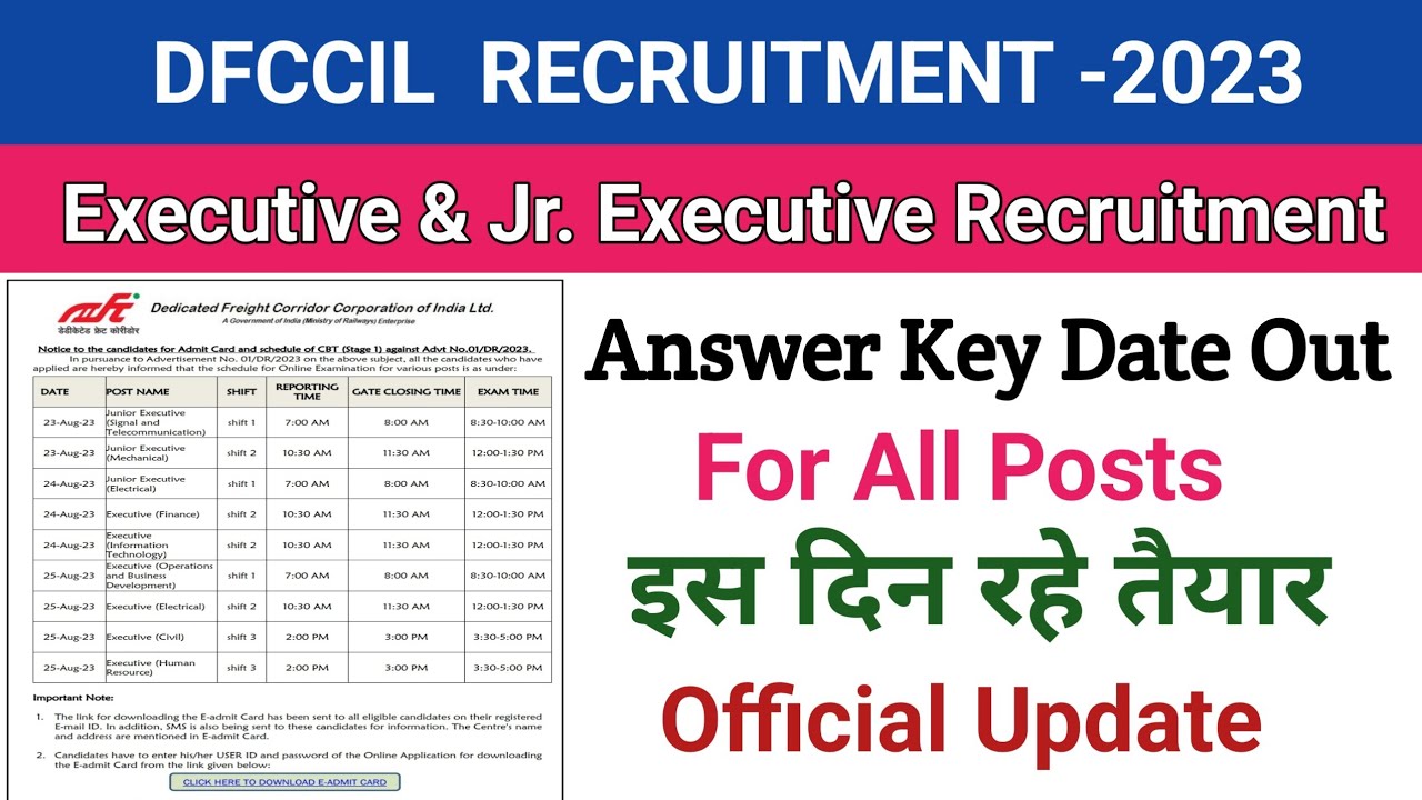 DFCCIL Answer key 2023||Dfccil Answer key Notice||Dfccil Answer key For All Posts||Electrical ...