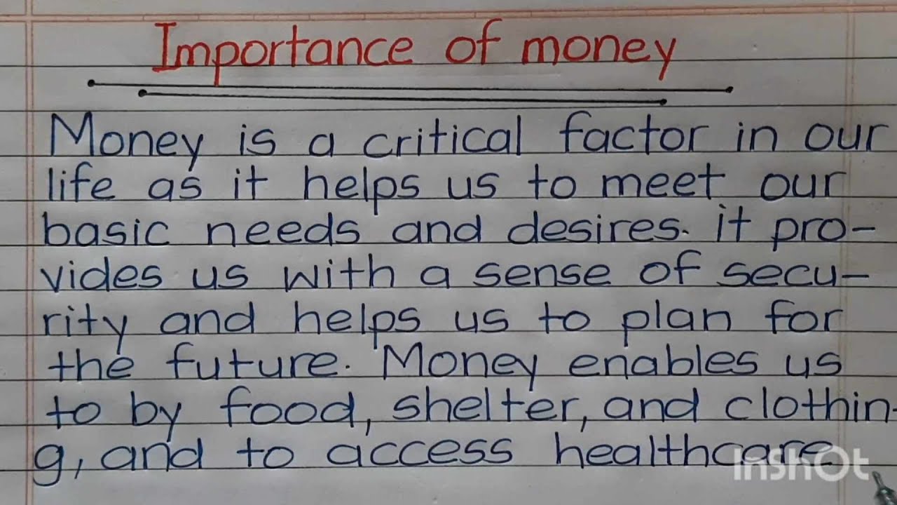 lmportance of money Essay writing in english || Short paragraph on ...
