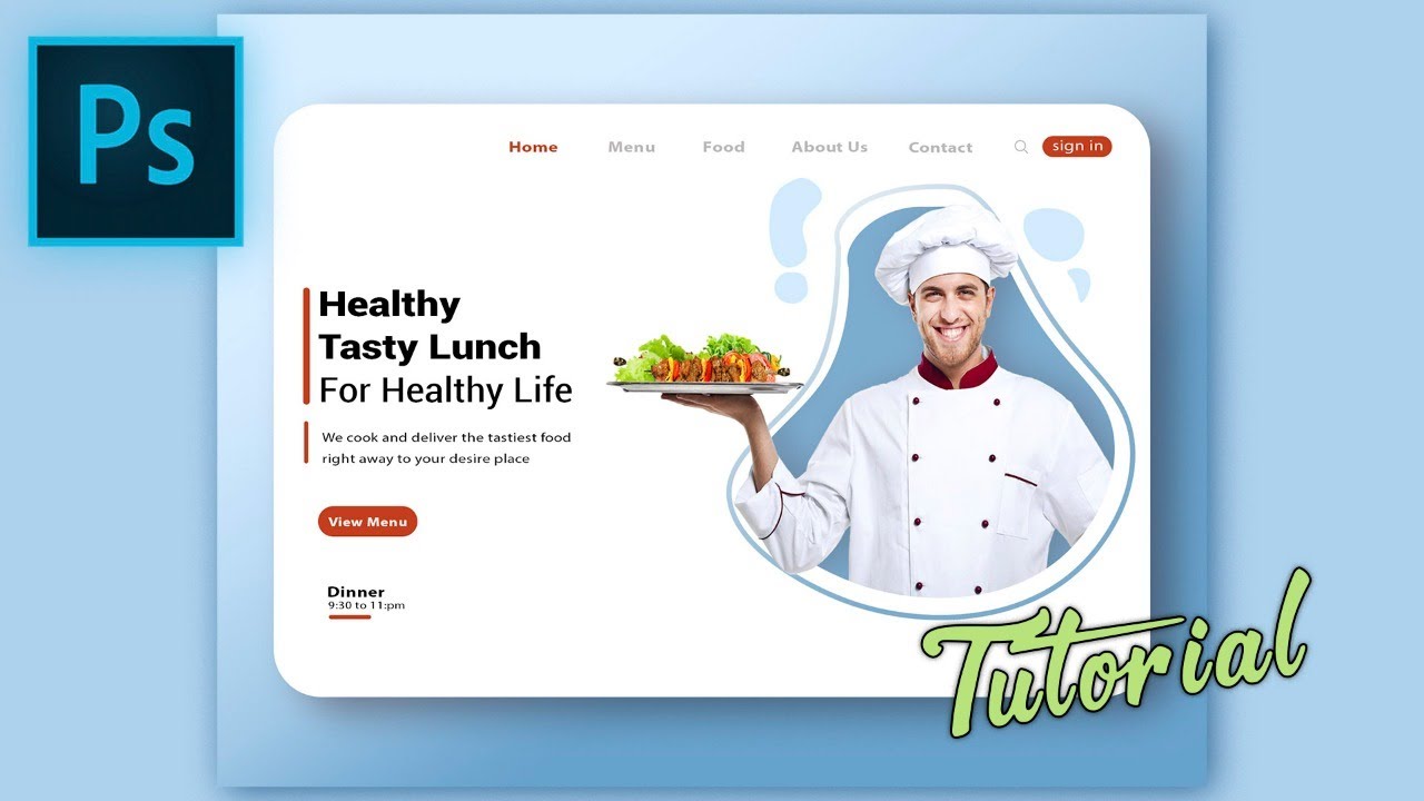 Restaurant UI Design Poster In Adobe Photoshop... - YouTube