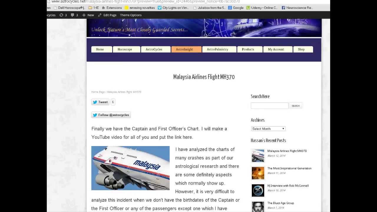 Malaysian Airline Flight MH370 Analysis by Astrologer Hassan Jaffer ...