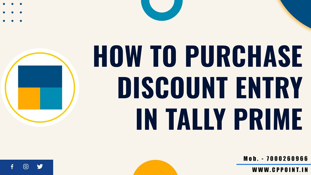 HOW TO PURCHASE DISCOUNT ENTRY IN TALLY PRIME IN HINDI | #tallyprime ...