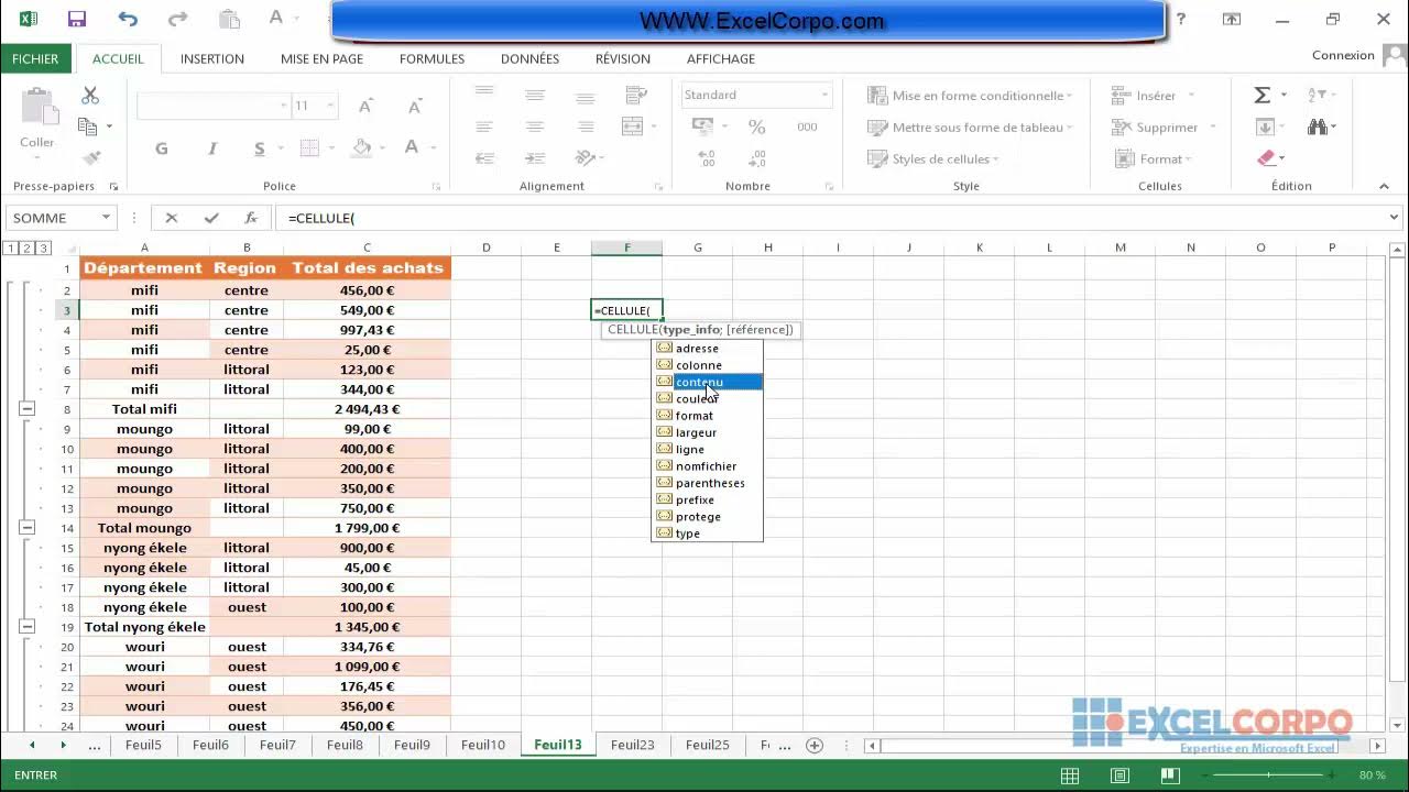 Comment afficher les informations d'une cellules dans Microsoft Excel - YouTube
