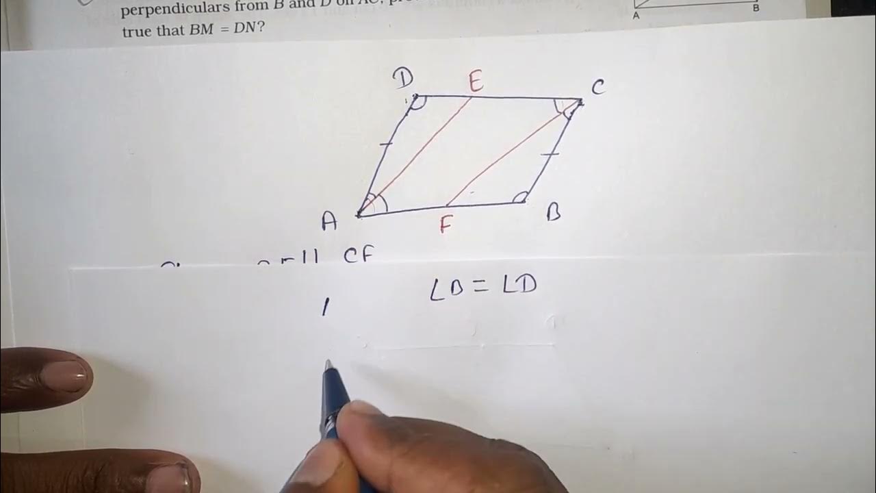 in the adjoining figure, ABCD is a parallelogram and line segments AE and CF bisect the angles ...