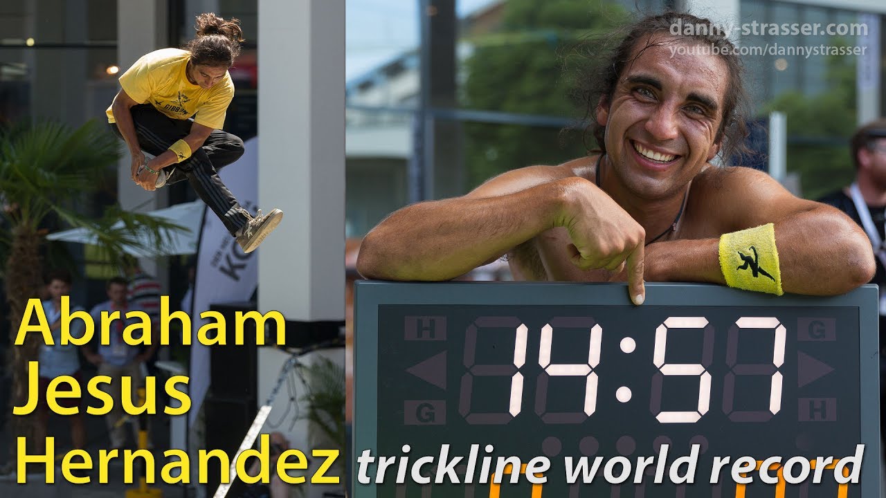 slackline world record - 14:57 min nonstop tricklining! - YouTube
