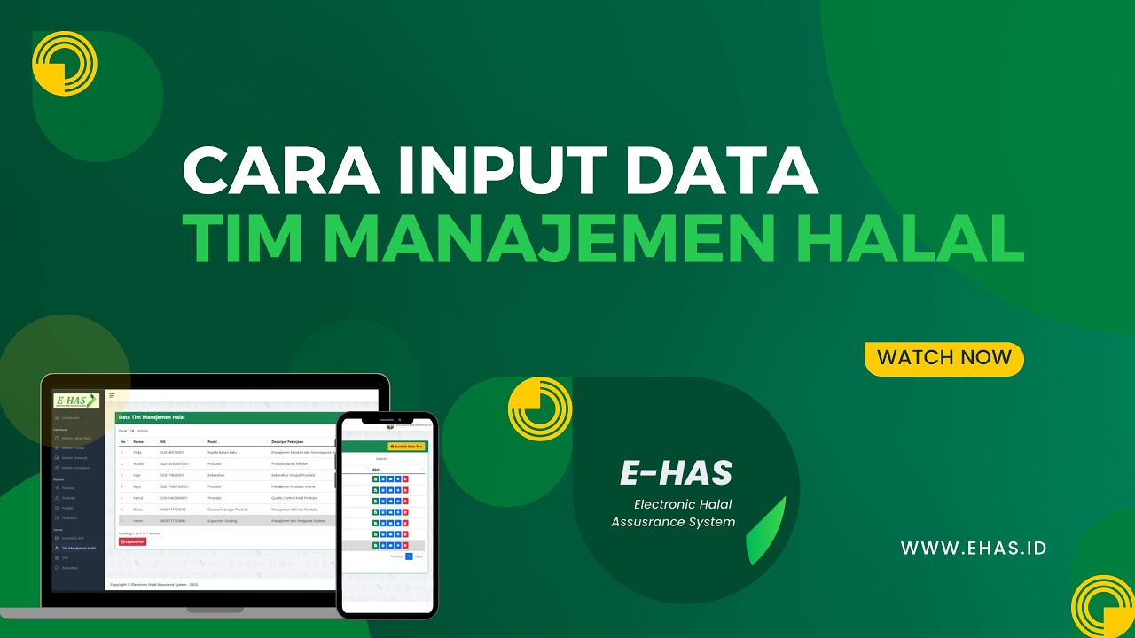 Cara isi data Tim Manajemen Halal di E-HAS - YouTube