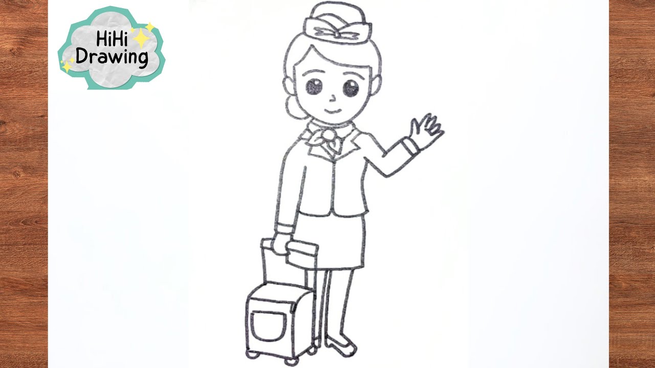 How to Draw a Flight Attendant | Easy Drawing Step by Step - YouTube