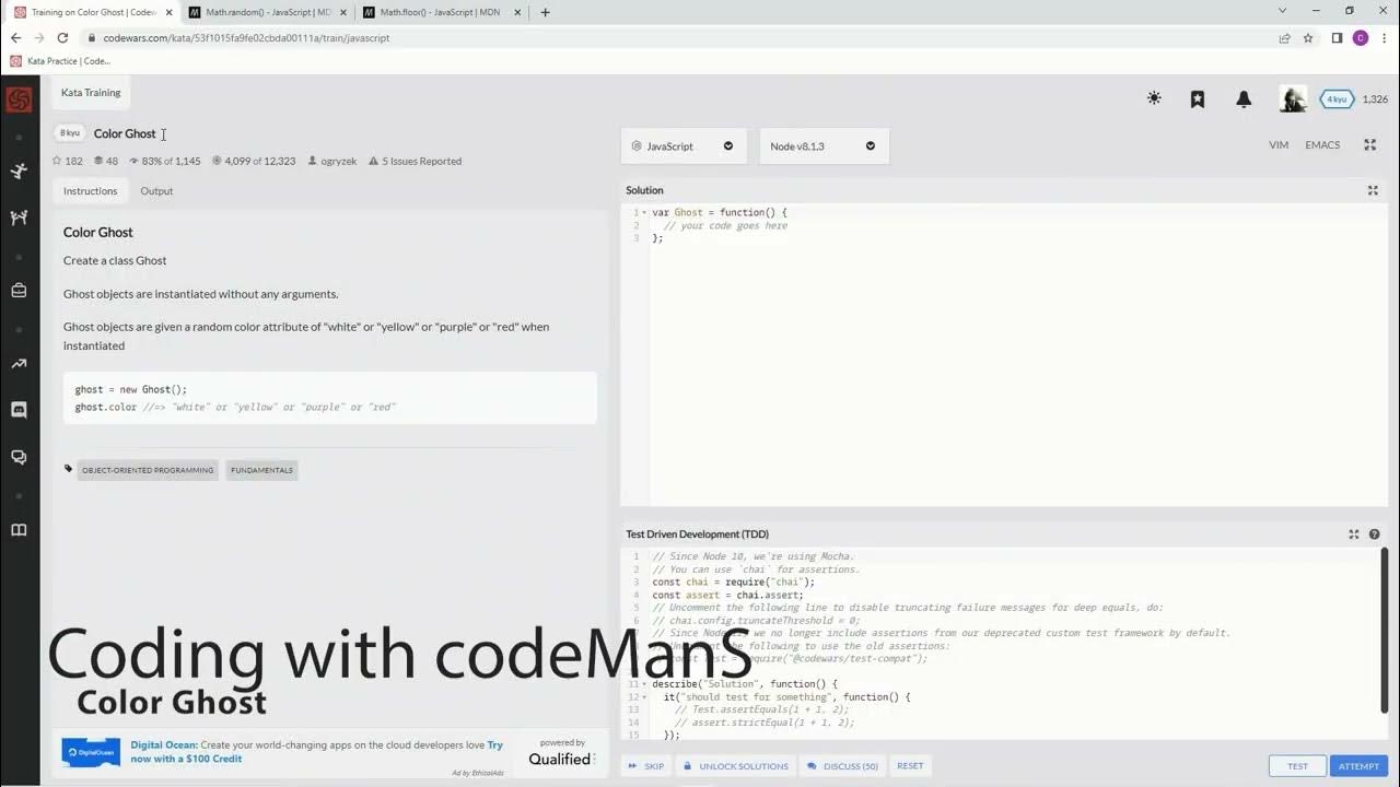 Codewars 8 kyu Color Ghost Javascript - YouTube