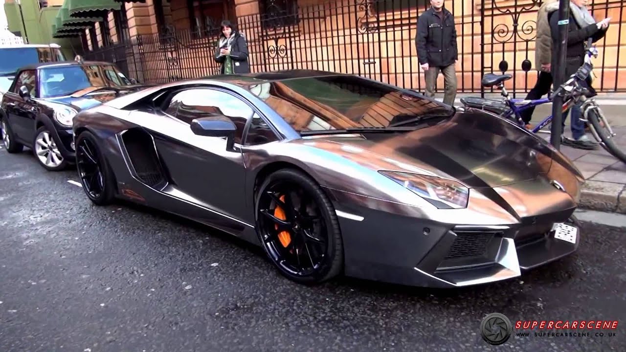 BLACK CHROME Lamborghini Aventador FLAME! - YouTube