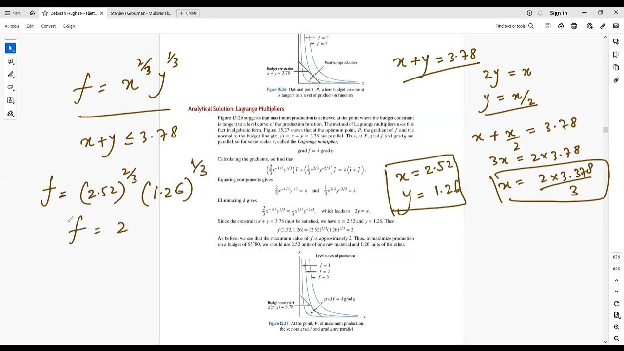 Method of Lagrange Multipliers, Constrained Optimization, one constraint, and multiple ...