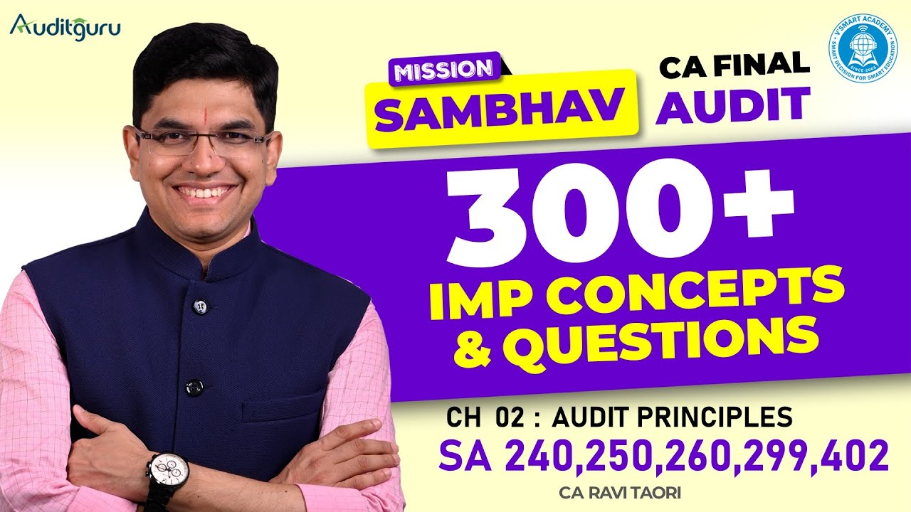 CA Final Audit | Ch 02 Audit Principles SA 240 250 260 299 402 | 300 ...