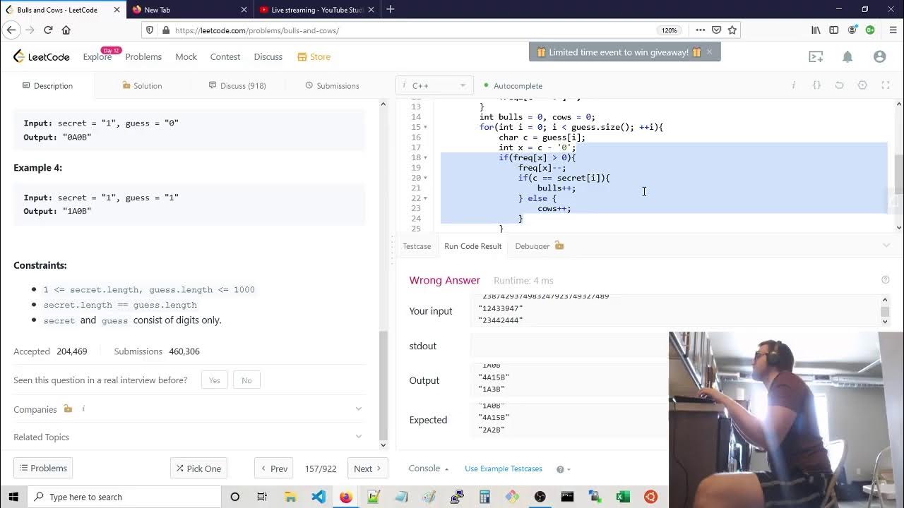 Bulls and Cows (Medium), C++, Leetcode - YouTube