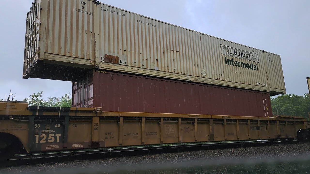 High Stack Intermodal w/ Unibrow AC44C6M Lead Locomotive - YouTube