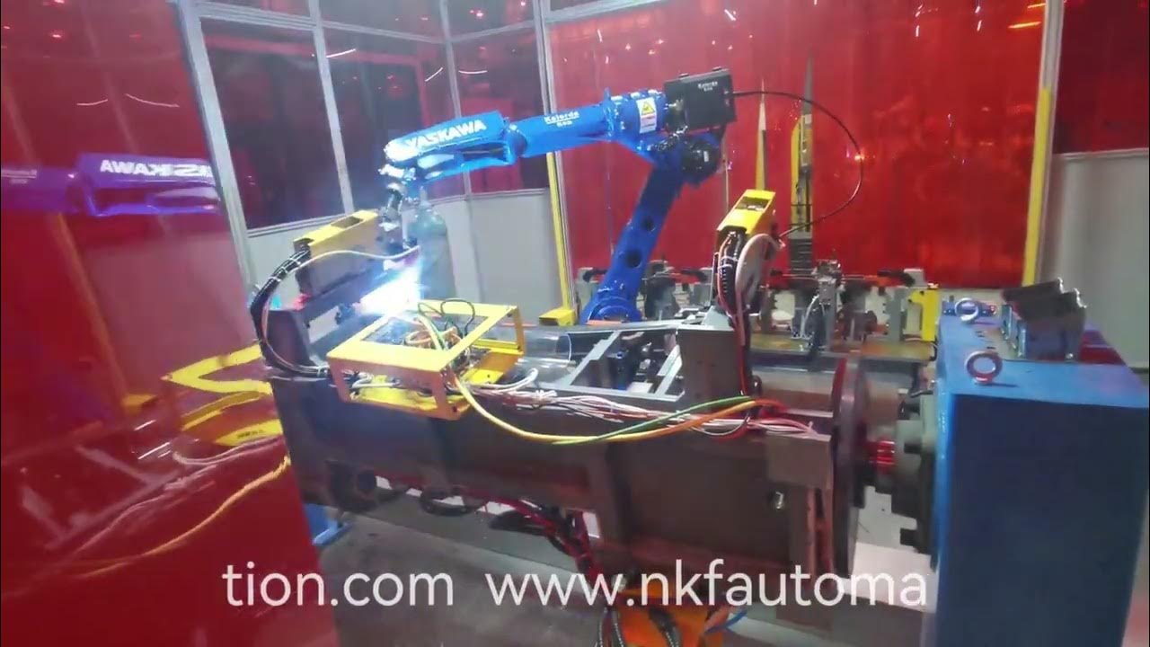 Demonstration of our single-axis positioner supporting Yaskawa robot applied to automated ...