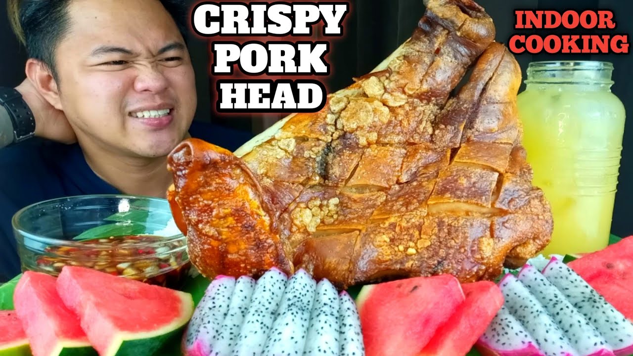 CRISPY PORK HEAD| COOKING & MUKBANG| MUKBANG PHILIPPINES| COLLABORATION ...