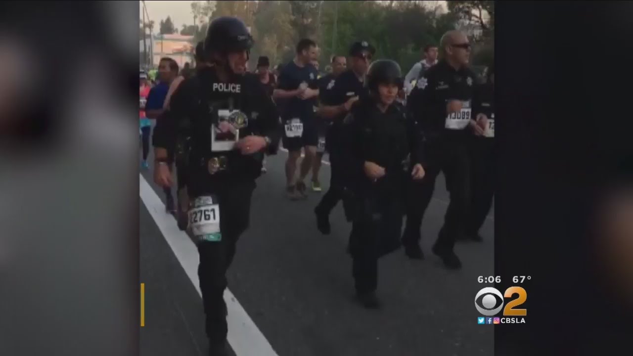 Officers Run L.A. Marathon In Full Gear To honor Fallen Comrade - YouTube