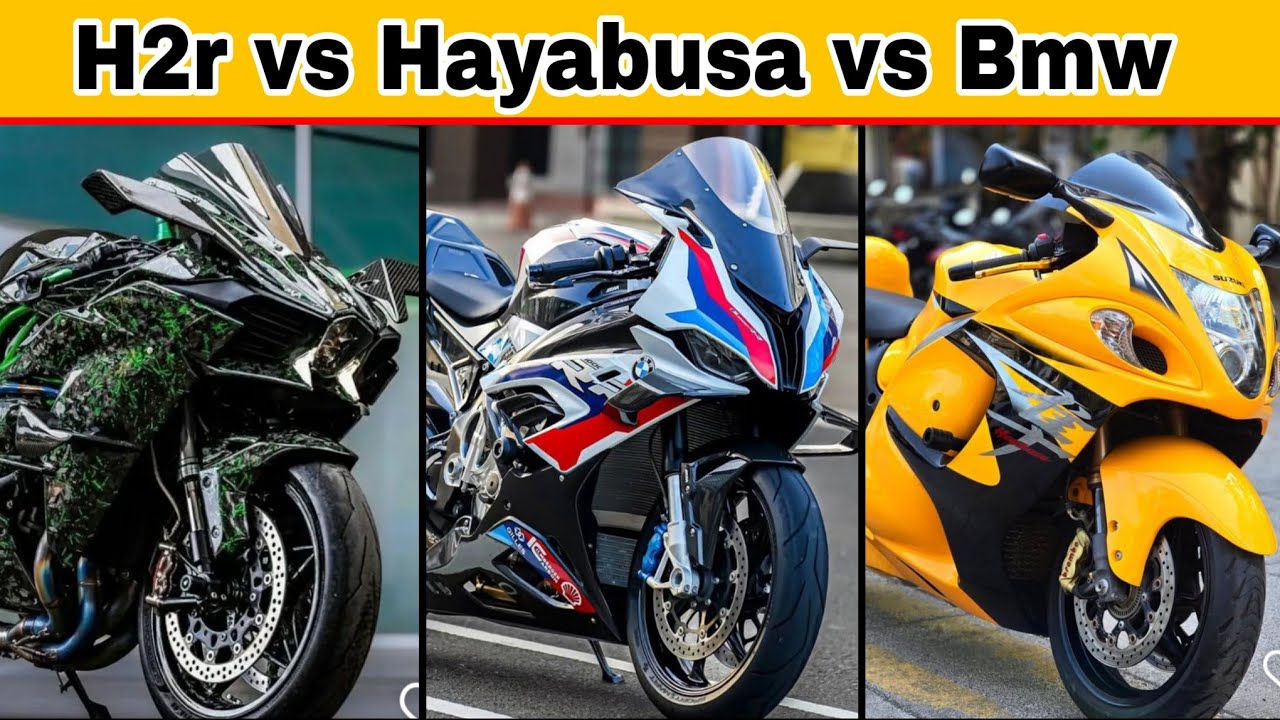 Kawasaki Ninja H2r VS Suzuki Hayabusa VS Bmw s1000rr! || Crazy Bike ...