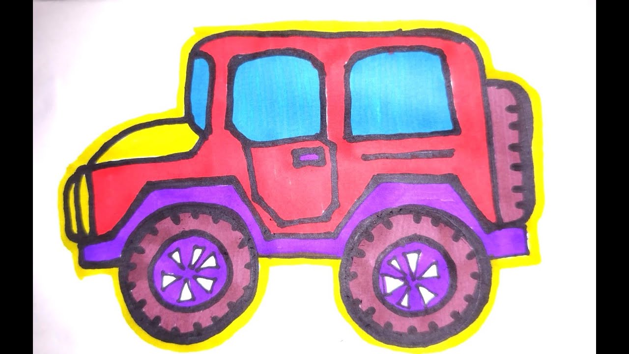 Jeep drawing for kids #simple art #2 - YouTube